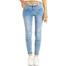 be styled Skinny-fit-Jeans Skinny Röhrenjeans mit Gürtel & Zipper