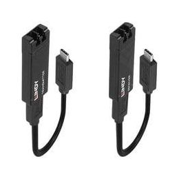 Lindy Fibre Optic USB 3.2 Typ C Extender, Verl&auml;ngerungskabel schwarz, max. Reichweite 100 Meter