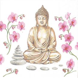 buttinette Papierservietten "Buddha", 33 x 33 cm, 20 Stück