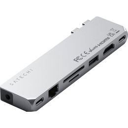 Satechi Pro Hub Max USB-Adapter zu 3,5-mm-Klinke, RJ-45 (Ethernet), USB Typ A, USB-C, silberfarben