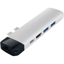 Satechi Type-C Pro Hub 4K HDMI with Ethernet USB-Adapter HDMI, USB 3.0 Typ A, USB Typ C zu RJ-45 (Ethernet), silberfarben