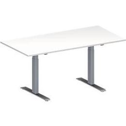 Schäfer Shop Schäfer Shop Genius Konferenztisch MODENA FLEX, Rechteck, T-Fuß Rechteckrohr, B 1600 x T 800 x H 650-850 mm, weiß/weißaluminium RAL 9006