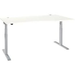 Schäfer Shop Schäfer Shop Select Schreibtisch ERGO-T 2.0, elektrisch höhenverstellbar, Freiform Ansatz rechts, T-Fuß, B 1800x H 640-1300 mm, weiß/weißalu