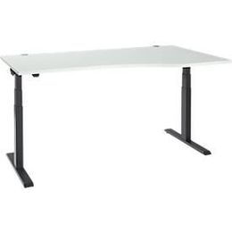 Schäfer Shop Schäfer Shop Select Schreibtisch ERGO-T 2.0, elektrisch höhenverstellbar, Freiform Ansatz rechts, T-Fuß, B 1800x H 640-1300 mm, lichtgrau/anthrazit