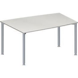 Schäfer Shop Schäfer Shop Genius Konferenztisch MODENA FLEX, Tonne, 4-Fuß Rundrohr, B 1400 x T 1000 x H 720-840 mm, lichtgrau/weißaluminium RAL 9006