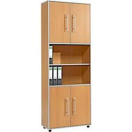 Schäfer Shop Schäfer Shop Select Kombischrank Moxxo IQ, Holz, 4 Flügeltüren, 2 offene Fächer, 6 OH, B 801 x T 362 x H 2166 mm, Buche-Dekor