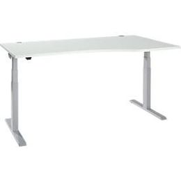 Schäfer Shop Schäfer Shop Select Schreibtisch ERGO-T 2.0, elektrisch höhenverstellbar, Freiform Ansatz rechts, T-Fuß, B 1800x H 640-1300 mm, lichtgrau/weißalu