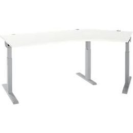 Schäfer Shop Schäfer Shop Select Winkelschreibtisch ERGO-T 2.0, 135° Winkel, Ansatz rechts, T-Fuß, B 2165 x T 800 x H 675-895 mm, weiß/weißalu