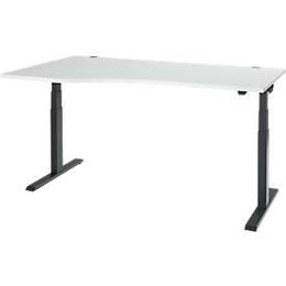 Schäfer Shop Schäfer Shop Select Schreibtisch ERGO-T 2.0, elektrisch höhenverstellbar, Freiform Ansatz links, T-Fuß, B 1800x H 640-1300 mm, lichtgrau/anthrazit