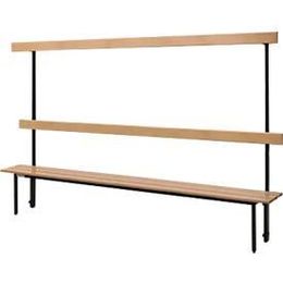 Schäfer Shop Schäfer Shop Select Sitzbank, für Umkleideräume, mit Rückwand, 10 Doppelhaken, B 1995 x T 310 x H 415 mm, schwarz