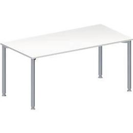 Schäfer Shop Schäfer Shop Genius Konferenztisch, Rechteck, 4-Fuß Rundrohr, B 1600 x T 800 x H 720-840 mm, weiß/weißaluminium RAL 9006