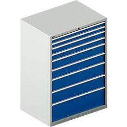 Schäfer Shop Schäfer Shop Select Schubladenschrank WSK 54-36, Stahl, 9 Schübe, bis 200 kg, B 1023 x T 725 x H 1450 mm, lichtgrau/enzianblau