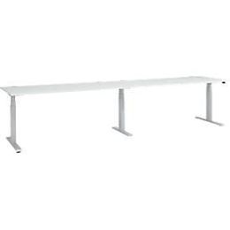 Schäfer Shop Schäfer Shop Select Schreibtisch ERGO-T 2.0 Big, elektr. höhenverstellbar, Rechteck, T-Fuß, B 3600 x T 800 x H 640-1300 mm, lichtgrau/weißalu