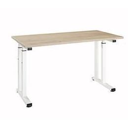 Schreibtisch Set Up, Rechteck, C-Fuß, B 1300 x T 650 x H 685-820 mm, Wildeiche/weiß