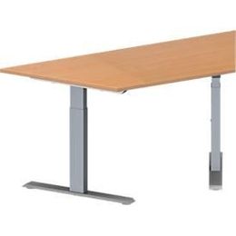 Schäfer Shop Schäfer Shop Genius Konferenztisch MODENA FLEX, Trapez, T-Fuß Rechteckrohr, B 1600 x T 800 x H 650-850 mm, Buche/weißaluminium RAL 9006