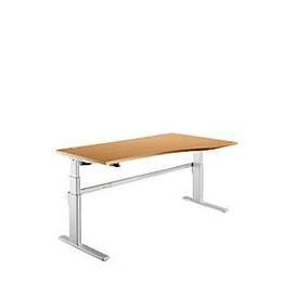 Schreibtisch Komfort, elektrisch höhenverstellbar, Freiform, Ansatz rechts, C-Fuß, B 1800 x T 1000/800 x H 655-1305 mm, Buche/weißalu