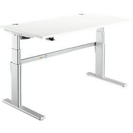 Schreibtisch Komfort, elektrisch höhenverstellbar, Rechteck, C-Fuß, B 1600 x T 800 x H 655-1305 mm, weiß/weißaluminium RAL 9006