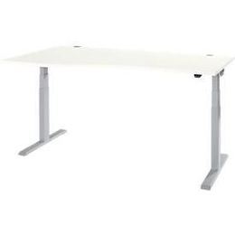 Schäfer Shop Schäfer Shop Select Schreibtisch ERGO-T 2.0, elektrisch höhenverstellbar, Freiform Ansatz links, T-Fuß, B 1800x H 640-1300 mm, weiß/weißalu