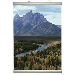 Klemmschiene Postersnapper, Wandmontage/freihängend, aufklappbar, Rutschsicherung, Format A2 hoch/A3 quer, L 420 x T 16 x H 25 mm, Aluminium, 2 Stück