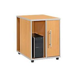 Schäfer Shop Schäfer Shop Select Anstellcontainer Moxxo IQ, PC-Towerfach, 1 Tür, 2 seitliche Fächer, B 551 x T 800 x H 720 mm, Buche-Dekor