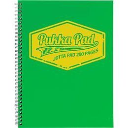 Collegeblock Pukka Pad Jotta Neon, Drahtbindung, 100 perforierte Blatt/200 Seiten, Format A4, liniert, grün