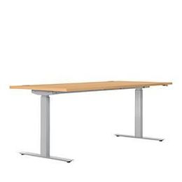 Schreibtisch ERGO DRIVE ED 470, elektrisch höhenverstellbar, Rechteck, T-Fuß, B 1800 x T 800 x H 692-1147 mm, Buche/weißaluminium RAL 9006