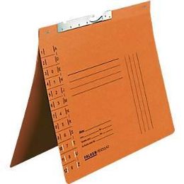 Pendelhefter Falken, Format A4, für bis zu 200 Blatt, Schlitzstanzung, Behördenheftung, Recycling-Karton, orange, 50 Stück