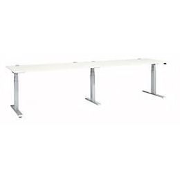 Schäfer Shop Schäfer Shop Select Schreibtisch ERGO-T 2.0 Big, elektr. höhenverstellbar, Rechteck, T-Fuß, B 3200 x T 800 x H 640-1300 mm, weiß/weißalu