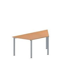 Schäfer Shop Schäfer Shop Genius Konferenztisch MODENA FLEX, Trapez, 4-Fuß Rundrohr, B 1600 x T 800 x H 720-840 mm, Buche/weißaluminium RAL 9006