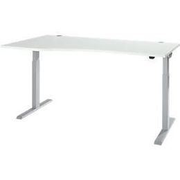 Schäfer Shop Schäfer Shop Select Schreibtisch ERGO-T 2.0, elektrisch höhenverstellbar, Freiform Ansatz links, T-Fuß, B 1800 x H 715-1205 mm, lichtgrau/weißalu