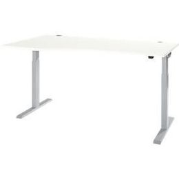 Schäfer Shop Schäfer Shop Select Schreibtisch ERGO-T 2.0, elektrisch höhenverstellbar, Freiform Ansatz links, T-Fuß, B 1800 x H 715-1205 mm, weiß/weißalu