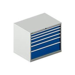 Schäfer Shop Schäfer Shop Select Schubladenschrank WSK 54-36, Stahl, 6 Schübe, bis 75 kg, B 1023 x T 725 x H 850 mm, lichtgrau/enzianblau