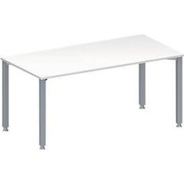 Schäfer Shop Schäfer Shop Genius Konferenztisch MODENA FLEX, Rechteck, 4-Fuß Quadratrohr, B 1600 x T 800 x H 720-840 mm, weiß/weißaluminium RAL 9006