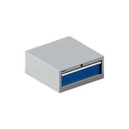 Schäfer Shop Select Schubladenschrank 27-27, 1 Schub, bis 75 kg, B 564 x T 572 x H 250 mm, enzianblau/weißaluminium