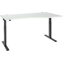 Schäfer Shop Schäfer Shop Select Schreibtisch ERGO-T 2.0, elektrisch höhenverstellbar, Freiform Ansatz rechts, T-Fuß, B 1800 x H 715-1205 mm, lichtgrau/anthrazit