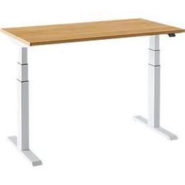 Schäfer Shop Schäfer Shop Select Home Office Schreibtisch, elektrisch höhenverstellbar, Rechteck, T-Fuß, B 1300 x T 650 x H 640-1300 mm, Wildeiche/weiß