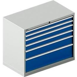 Schäfer Shop Schäfer Shop Select Schubladenschrank WSK 54-36, Stahl, 6 Schübe, bis 200 kg, B 1023 x T 725 x H 850 mm, lichtgrau/enzianblau