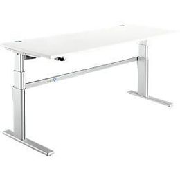 Schreibtisch Komfort, elektrisch höhenverstellbar, Rechteck, C-Fuß, B 1800 x T 800 x H 655-1305 mm, weiß/weißaluminium RAL 9006
