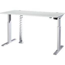 Schäfer Shop Schäfer Shop Select Schreibtisch ERGO-T, elektrisch höhenverstellbar, Rechteck, T-Fuß, B 1600 x T 800 x H 725-1185 mm, lichtgrau/weißaluminium