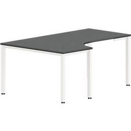 Freiformtisch NEVADA, B 1800 x T 1200/800 x H 740 mm, quadratisch, dunkegrau/weiß