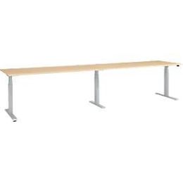 Schäfer Shop Schäfer Shop Select Schreibtisch ERGO-T 2.0 Big, elektr. höhenverstellbar, Rechteck, T-Fuß, B 3600 x T 800 x H 640-1300 mm, Ahorn/weißalu