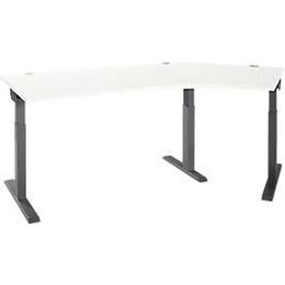 Schäfer Shop Schäfer Shop Select Winkelschreibtisch ERGO-T 2.0, 135° Winkel, Ansatz rechts, T-Fuß, B 2165 x T 800 x H 675-895 mm, weiß/anthrazit