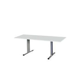 Schäfer Shop Schäfer Shop Select Besprechungstisch Planova Basic, Rechteck, T-Fuß, B 1800 x T 800 x H 717 mm, lichtgrau/weißaluminium RAL 9006