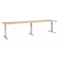 Schäfer Shop Schäfer Shop Select Schreibtisch ERGO-T 2.0 Big, elektr. höhenverstellbar, Rechteck, T-Fuß, B 3200 x T 800 x H 640-1300 mm, Ahorn/weißalu