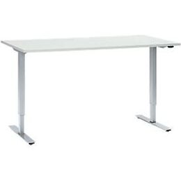 Schäfer Shop Schäfer Shop Select Schreibtisch, elektrisch höhenverstellbar, Rechteck, T-Fuß, B 1600 x T 800 x H 705-1205 mm, lichtgrau/weißaluminium