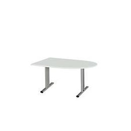 Schäfer Shop Schäfer Shop Select Besprechungstisch Planova Basic, Halbkreis, T-Fuß, B 1400 x T 1000 x H 717 mm, lichtgrau/weißaluminium RAL 9006