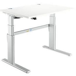 Schreibtisch Komfort, elektrisch höhenverstellbar, Rechteck, C-Fuß, B 1200 x T 800 x H 655-1305 mm, weiß/weißaluminium RAL 9006