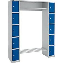 Schäfer Shop Schäfer Shop Select Schließfachgarderobe, mit Hutablage & Kleiderstange, B 1565 x T 500 x H 1950 mm, weißalu/enzianblau