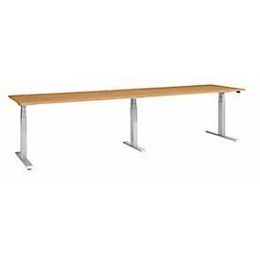 Schäfer Shop Schäfer Shop Select Schreibtisch ERGO-T 2.0 Big, elektr. höhenverstellbar, Rechteck, T-Fuß, B 3200 x T 800 x H 640-1300 mm, Buche/weißalu