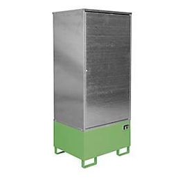 Gefahrstoffschrank Bauer GS-1, Stahlblech, unterfahrbar, für 1 x 200 l Fass, B 840 x T 690 x H 1930 mm, grün